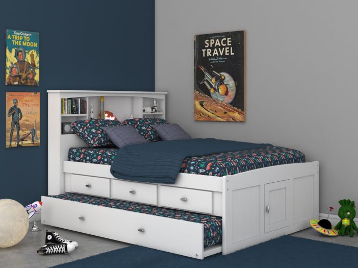 White bookcase bed full store