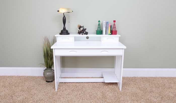 White student desk with hutch store